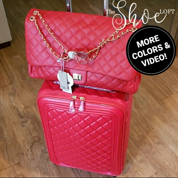 Calin Collection | Bags | Quilted Large Flap Bag Carry On Trolly Set ...